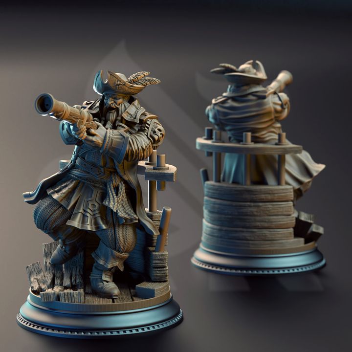 3D Printable Dwarf Pirate Captain - Baradin Blackbeard by DM Stash