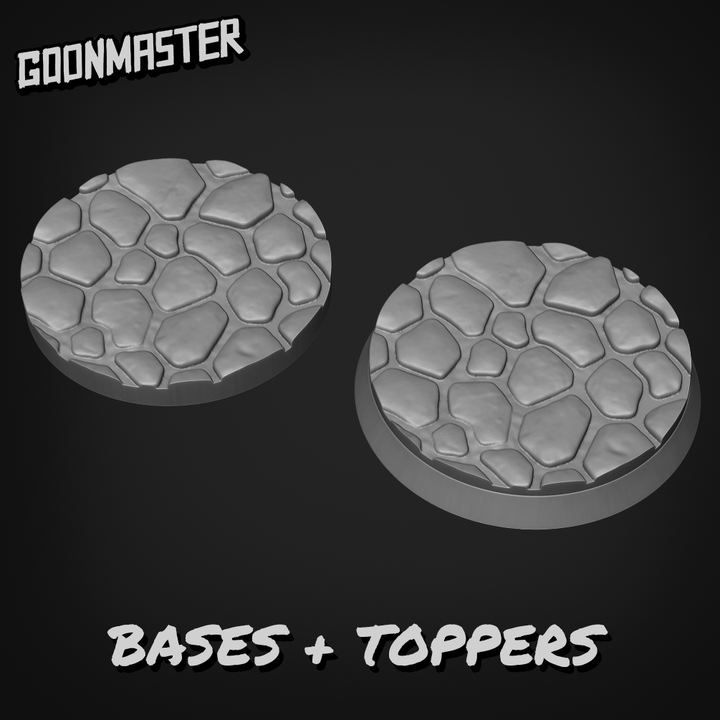 3D Printable CobbleStone Bases / Toppers 25mm Round x 10 by Goon Master