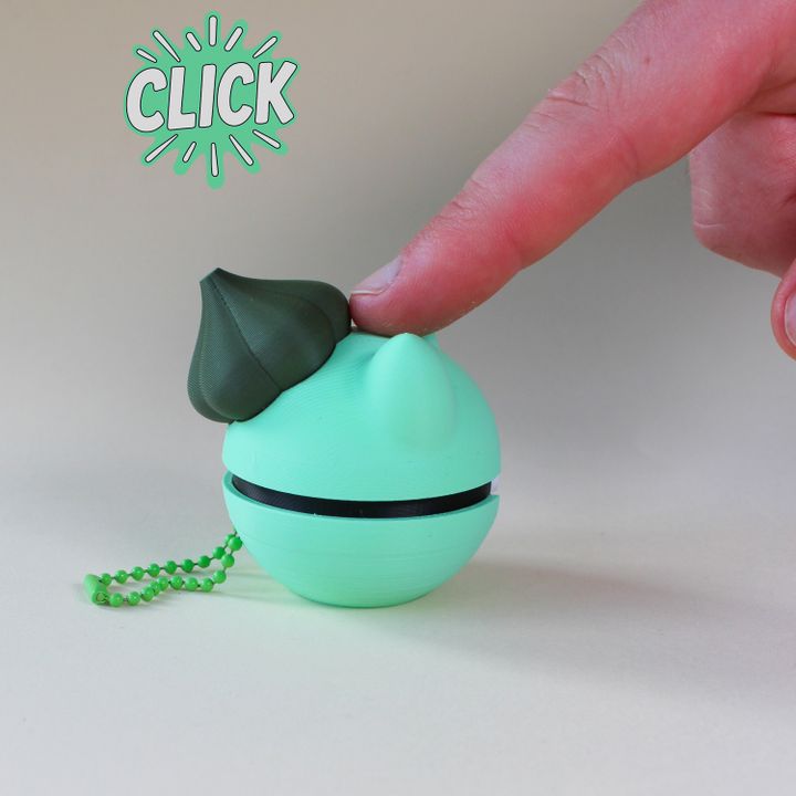 3D Printable Bulbasaur Ball Fidget Clicker Kaychain by Clickify 3D
