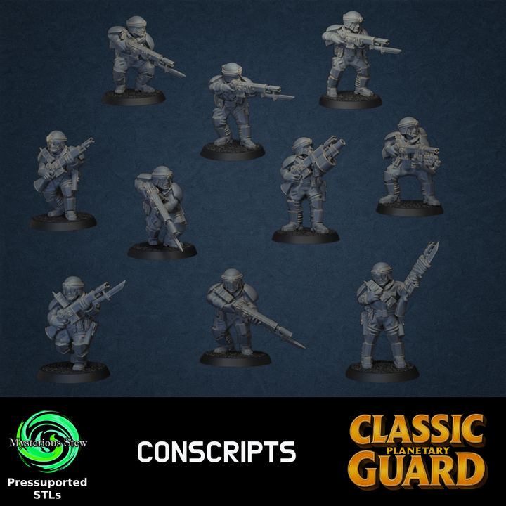 3D Printable Classic Planetary Guard - Conscripts by Mysterious Stew