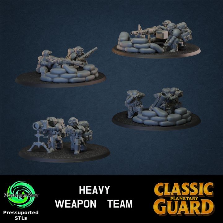 3D Printable Classic Planetary Guard - Heavy Weapon Team by Mysterious Stew
