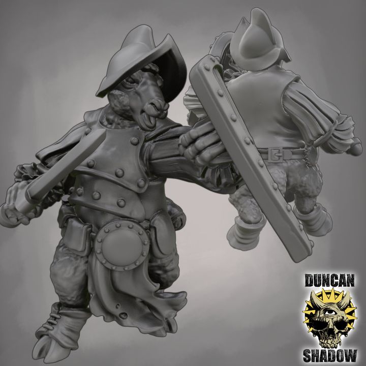 3D Printable Sheep Folk with Sword and Shields (Pre Supported) by ...