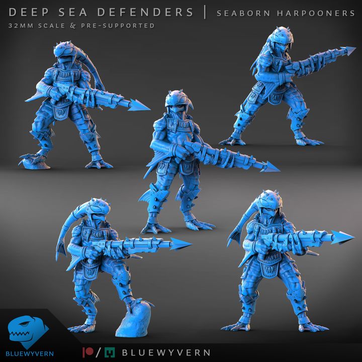 3D Printable Deep Sea Defenders - Seaborn Harpooners by BlueWyvern