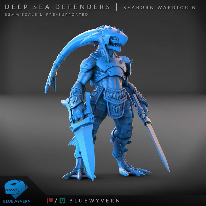 3D Printable Deep Sea Defenders - Seaborn Warrior B by BlueWyvern