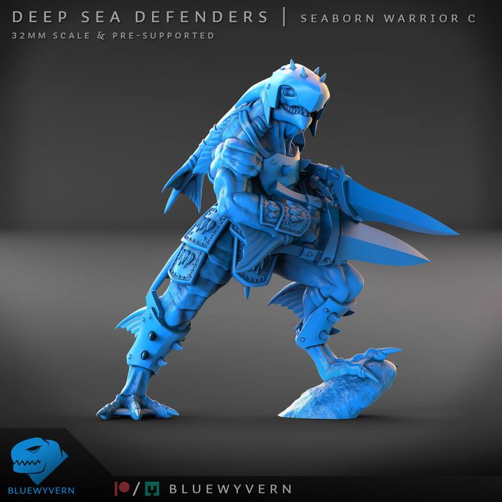 3D Printable Deep Sea Defenders - Seaborn Warrior C by BlueWyvern