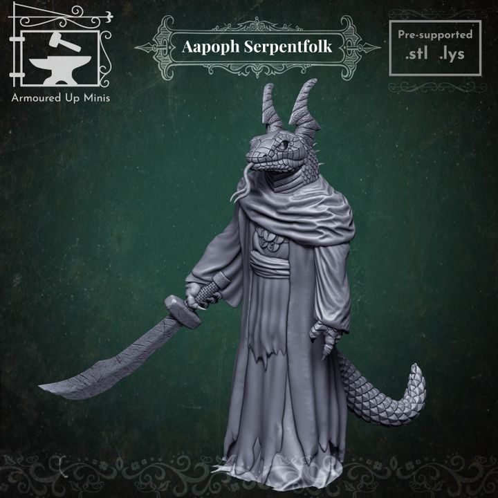 3D Printable Aapoph Serpentfolk by Armoured Up Minis
