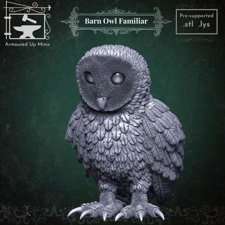 3D Printable Barn Owl Familiar by Armoured Up Minis