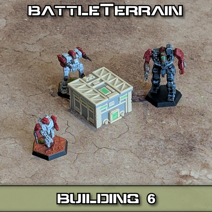 3D Printable BattleTerrain: Flat Pack 6mm Scale Sci-Fi Buildings by tinnut