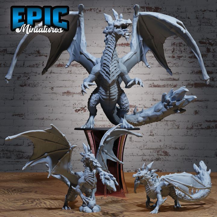 3D Printable Amethyst Dragon Set / Drake Creature / Flying Dragonborn ...