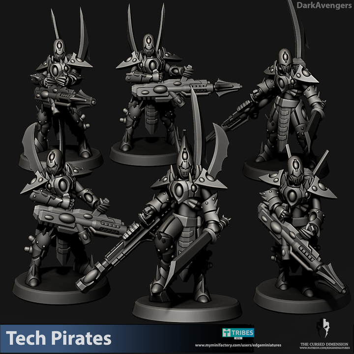 3D Printable Dark Avengers - Tech Pirates - 28mm by Edge Miniatures
