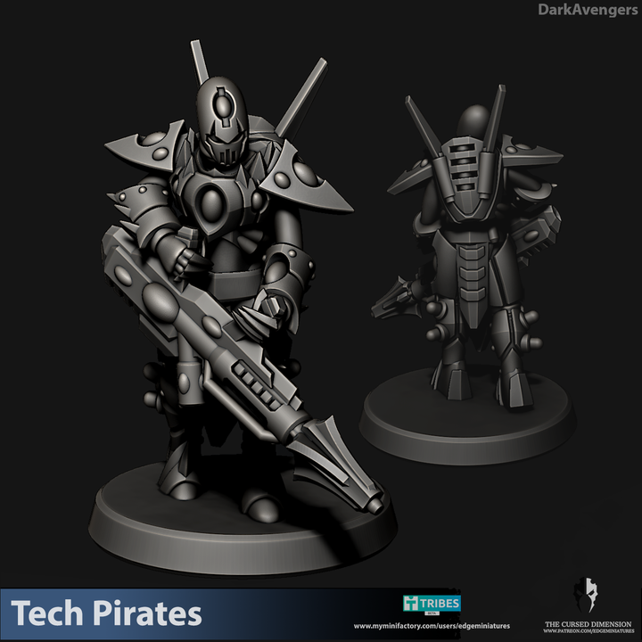 3D Printable Dark Avengers - Tech Pirates - 28mm by Edge Miniatures