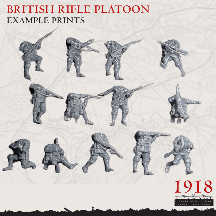 3D Printable WW1 28mm British Rifle Platoon 1918 by WarFulcrum Games