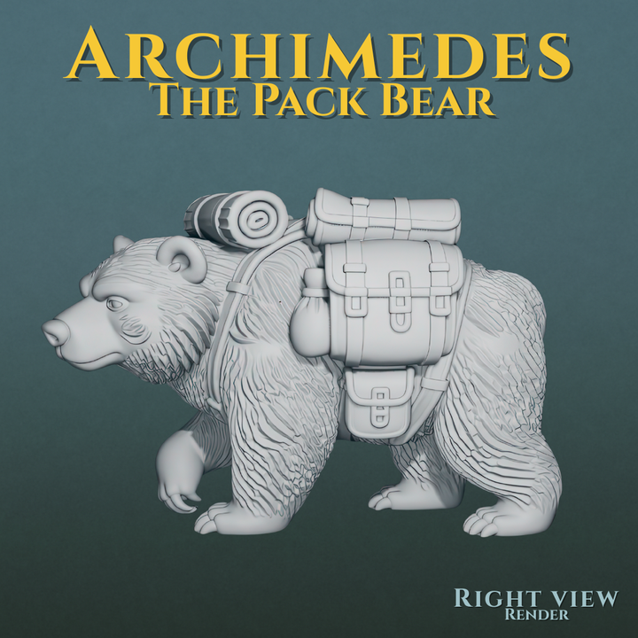 3D Printable Archimedes the Pack Bear | Fantasy DnD Miniature STL ...