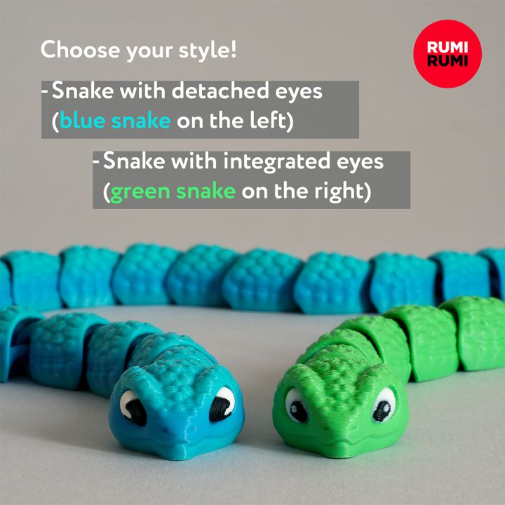 3D Printable Flexi Articulated Snake by Rumi-Rumi