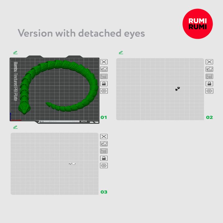 3D Printable Flexi Articulated Snake by Rumi-Rumi