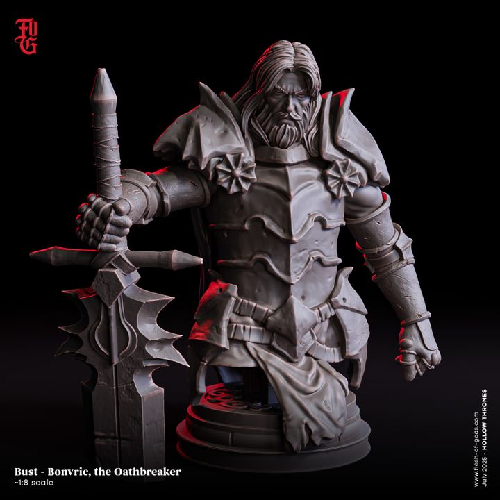 3D Printable Bust - Bonvric, The Oathbreaker by Flesh of Gods
