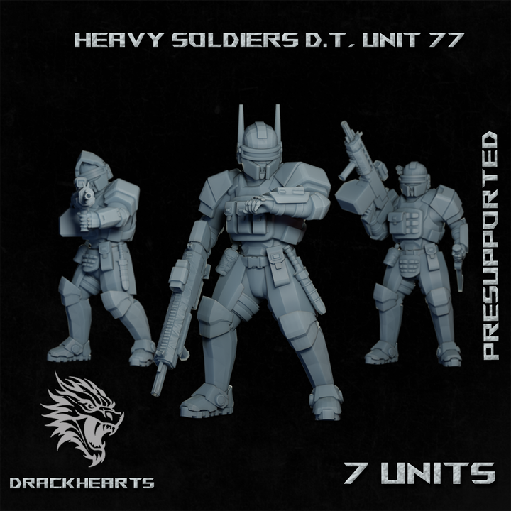 3D Printable Dominion Terran - Unit 77 Heavy Soldiers by DrackHearts