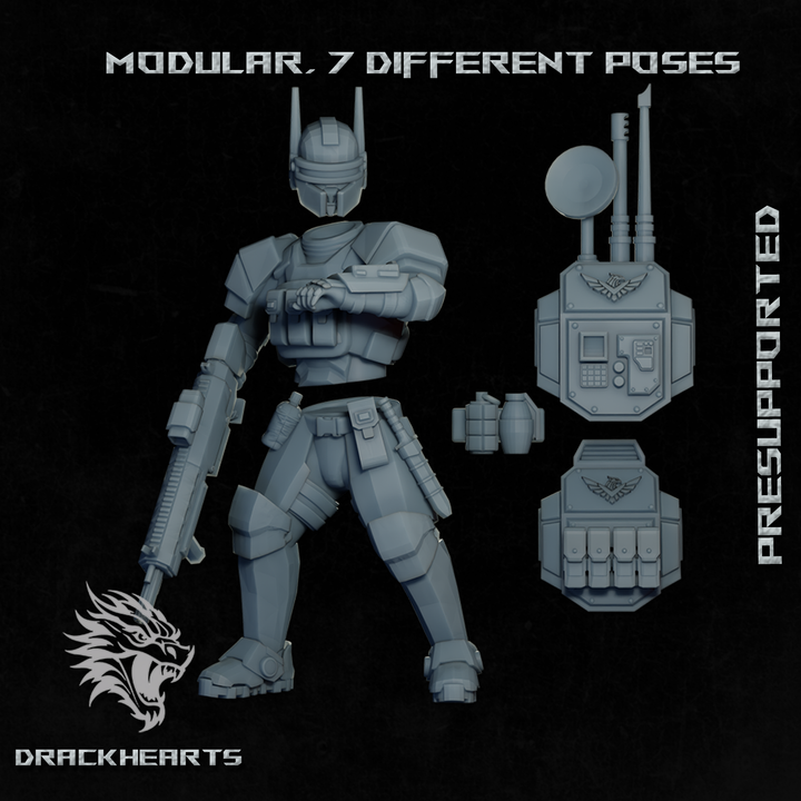 3D Printable Dominion Terran - Unit 77 Heavy Soldiers by DrackHearts