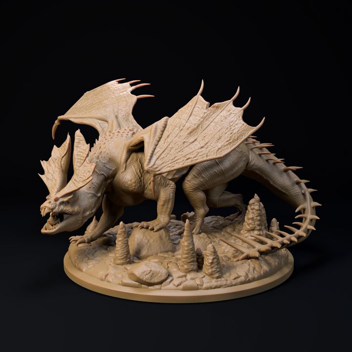 3D Printable Cave Dragon - pre-supported flightless dragon by Dino and Dog