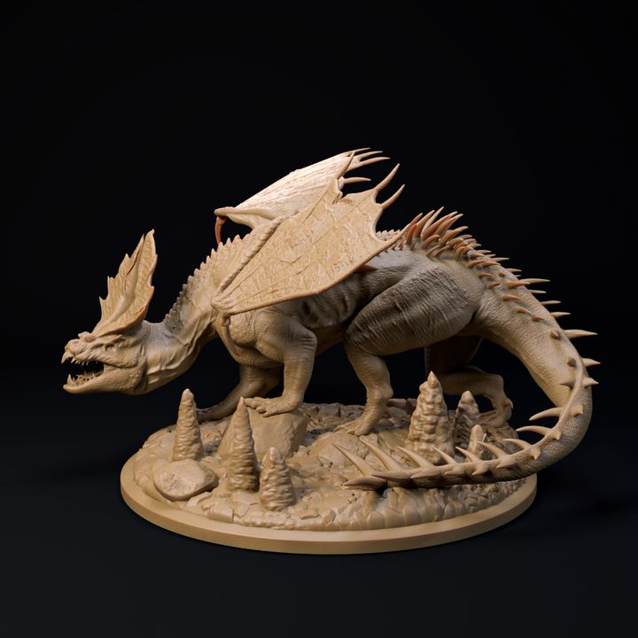 3D Printable Cave Dragon - pre-supported flightless dragon by Dino and Dog