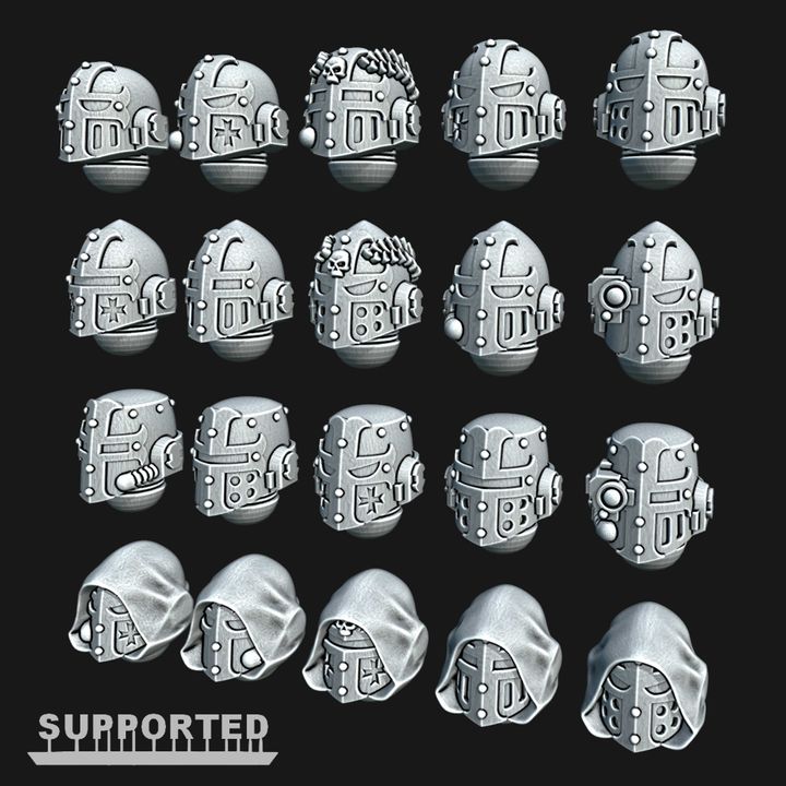 3D Printable SM Cross Helmets by Red Warden Miniatures