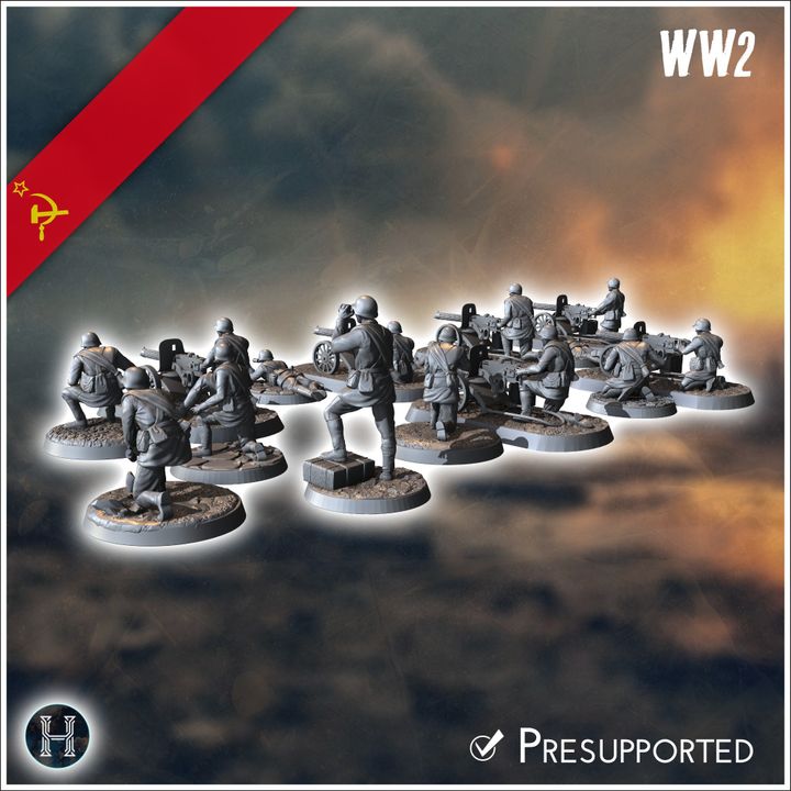 3D Printable Set of 15 WW2 HMG Soviet soldiers (with Maxim PM1910) (9 ...