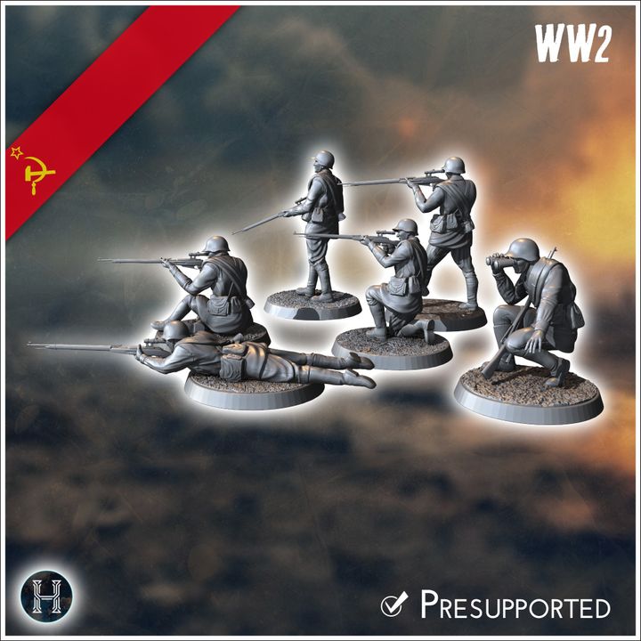 3D Printable Set of 6 Soviet WW2 snipers (Mosin-Nagant M1891 M91/30 ...