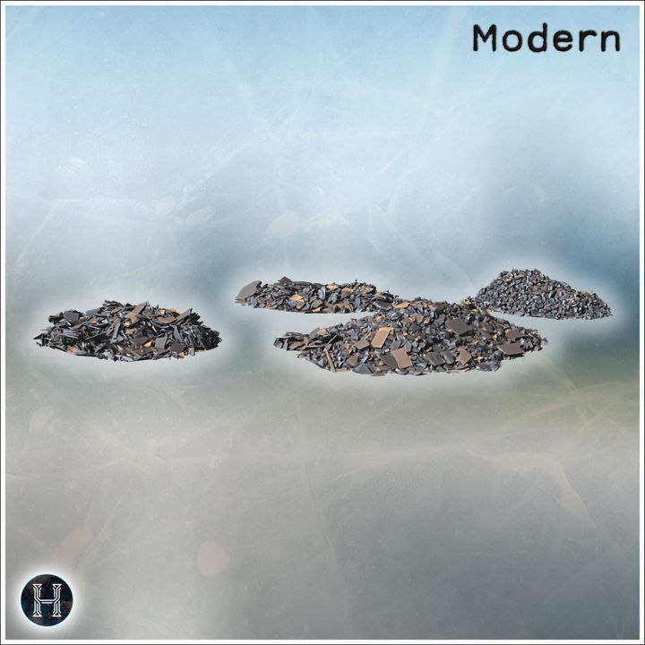 3D Printable Scattered piles of rubble and broken stones with angular ...