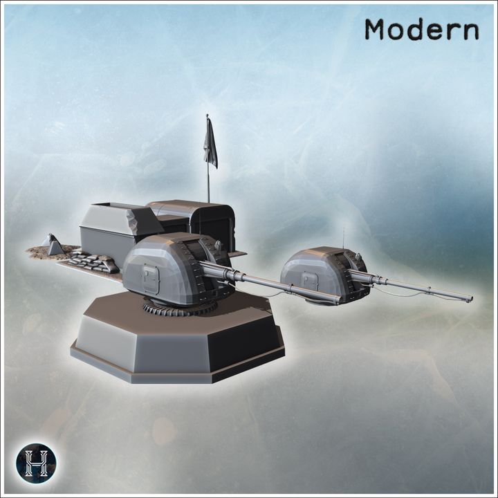 3D Printable Coastal defensive emplacement with heavy artillery turret ...