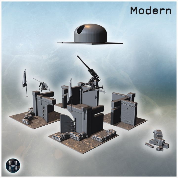 3D Printable Fortified concrete bunker with domed roof, heavy artillery ...