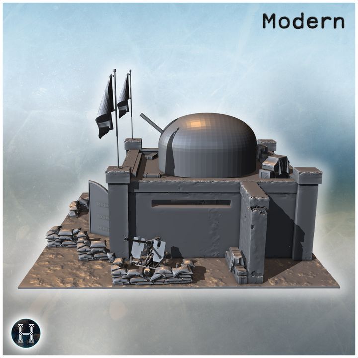 3D Printable Fortified concrete bunker with domed roof, heavy artillery ...