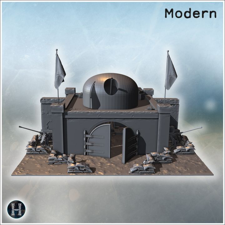 3D Printable Fortified concrete bunker with domed roof, heavy artillery ...