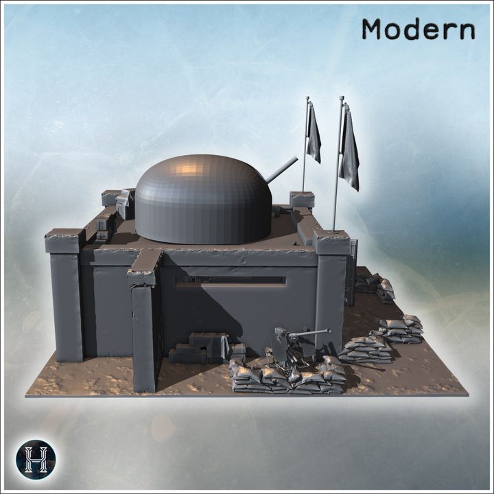 3D Printable Fortified concrete bunker with domed roof, heavy artillery ...