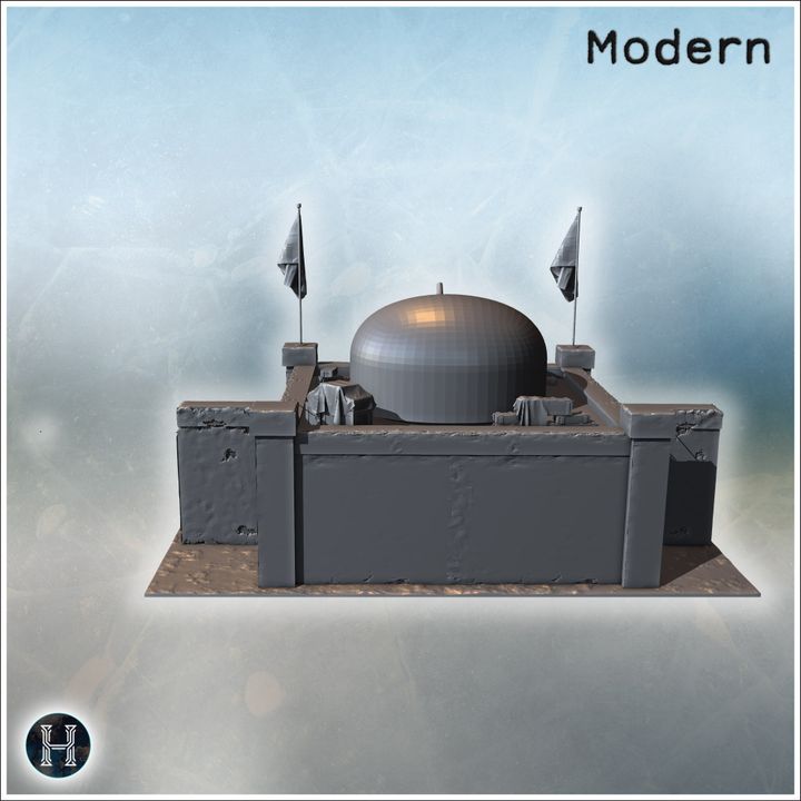 3D Printable Fortified concrete bunker with domed roof, heavy artillery ...