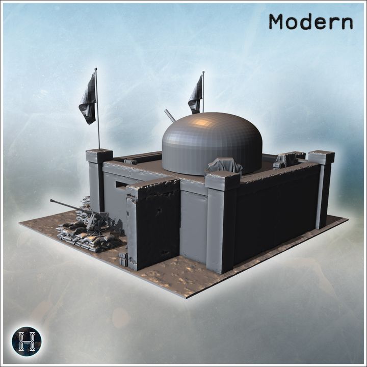 3D Printable Fortified concrete bunker with domed roof, heavy artillery ...