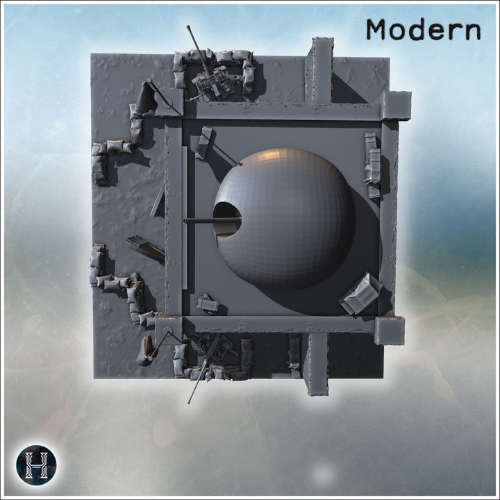 3D Printable Fortified concrete bunker with domed roof, heavy artillery ...