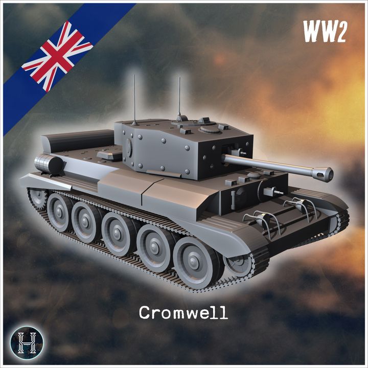 3D Printable Cromwell IV A27M British cruiser tank (2) - UK United WW2 ...