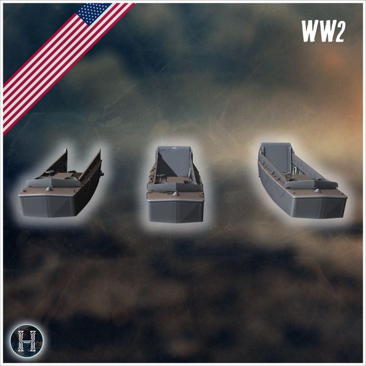 3D Printable Landing craft, vehicle, personnel (LCVP) Higgins boat (5 ...