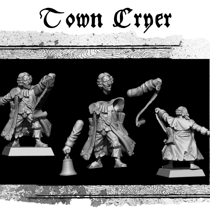 3D Printable Town Cryer Multipart Miniature by Moshartz
