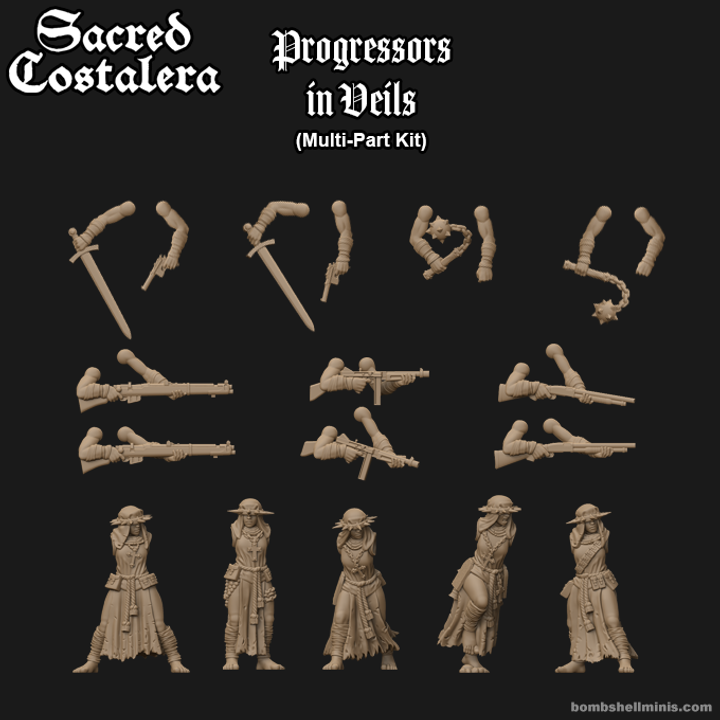 3D Printable Progressors in Veils by Bombshell Miniatures