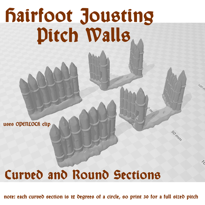 3D Printable Hairfoot Jousting - Log Wall Pitch/Arena by brander roullett
