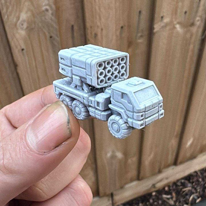 3D Printable STRIX rocket launcher truck, 6mm scale by Rod Genardini