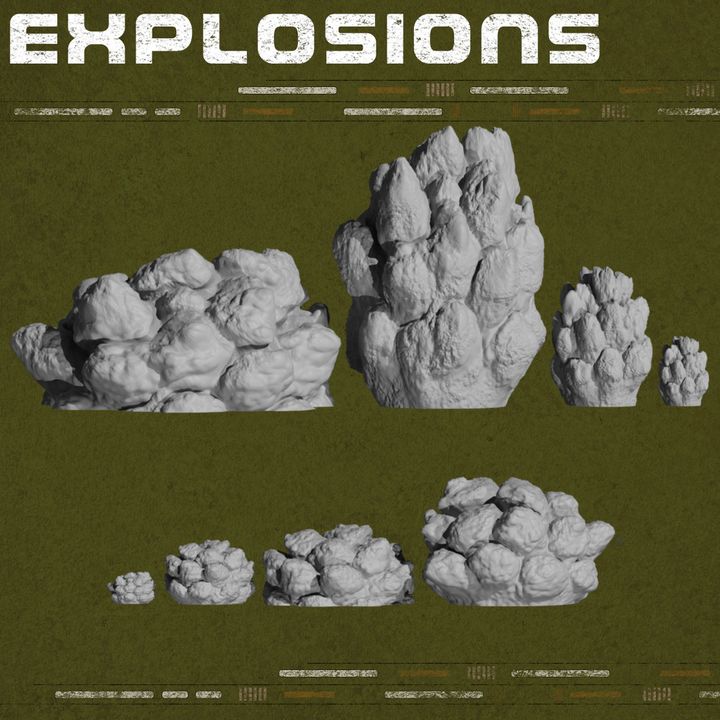 3D Printable Explosions Set by Kathy Millatt Modelling