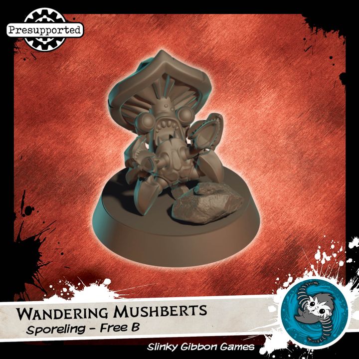 3D Printable Sporeling - Free B - Wandering Mushberts by Slinky Gibbon Games