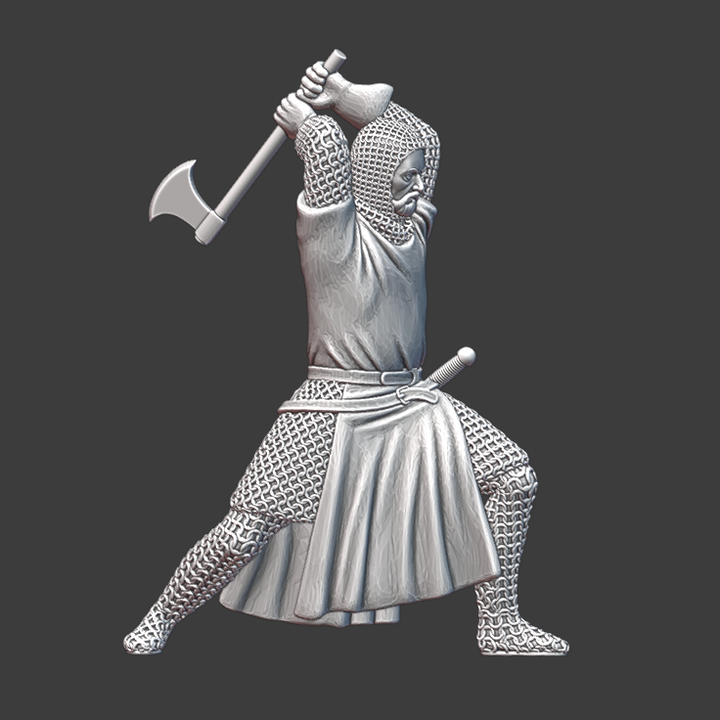 3D Printable Medieval Crusader Knight fighting with axe by Northern ...