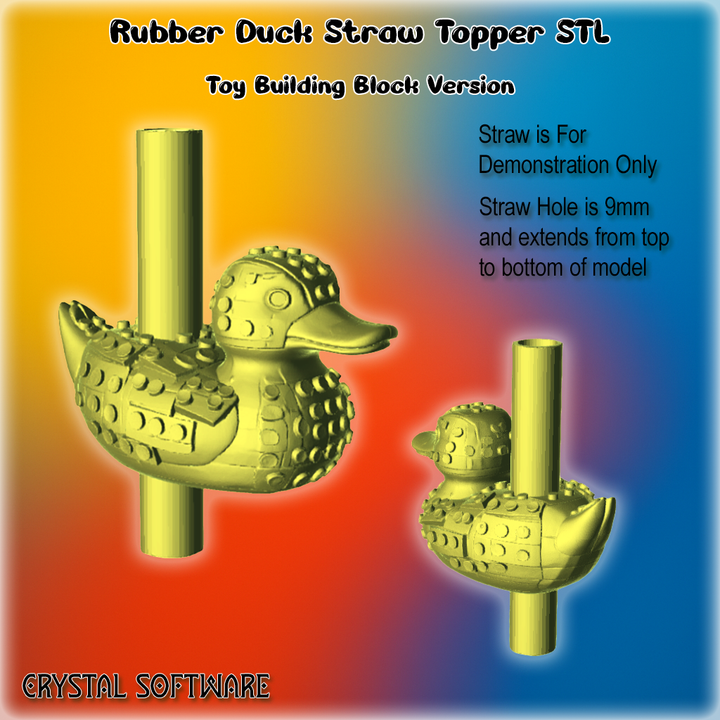 3D Printable Rubber Duck Straw Topper - Toy Building Block Version by ...