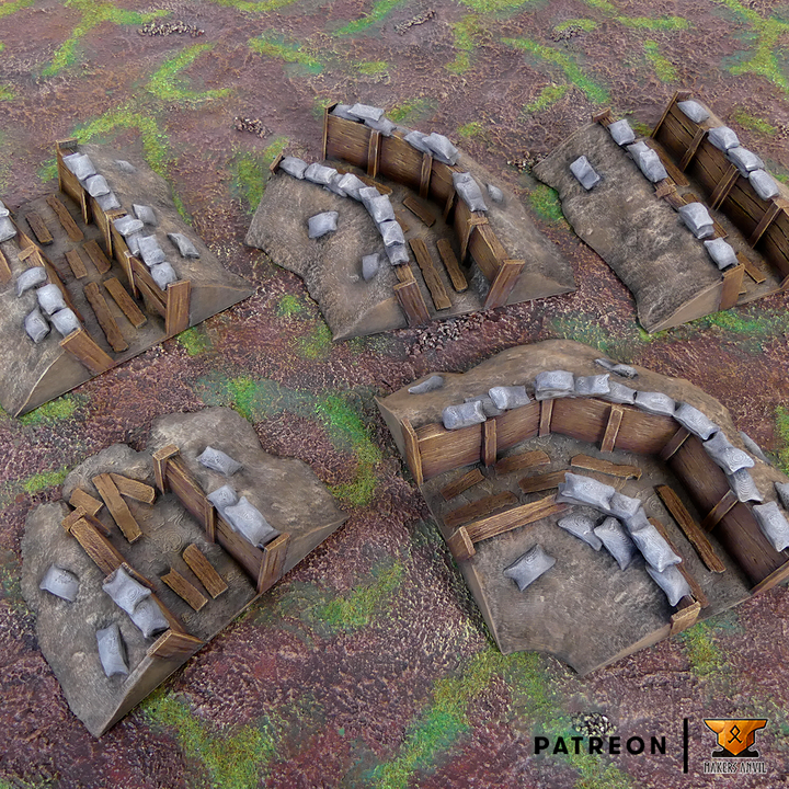3D Printable Trenched Battlefield - Basic Trenches by Makers Anvil