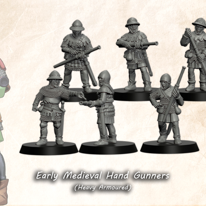 3D Printable Early Medieval Hand Gunners (Heavy Armoured) by Medbury ...