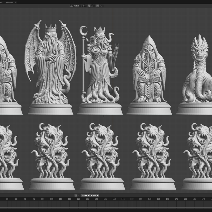3D Printable Cosmic Horror Chess Set by Creative Robot