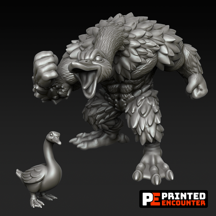 3D Printable Buff goose + critter mini by Printed Encounter